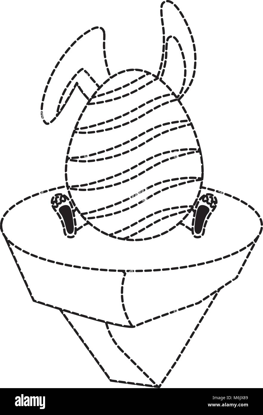 uncolored rabbit with easter egg sticker over white background vector ...