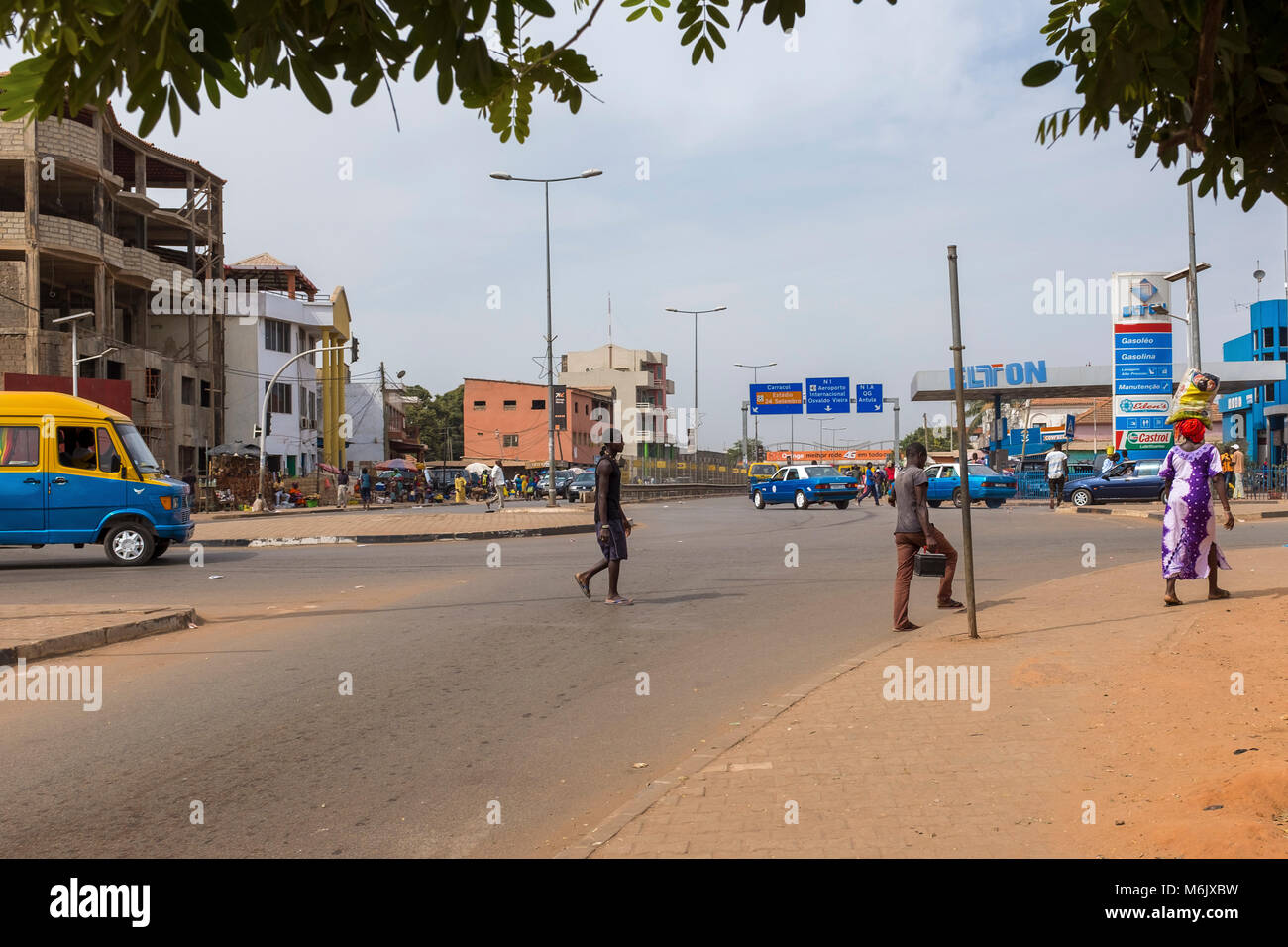 Bissau, Republic of Guinea-Bissau - January 28, 2018: Street scene in ...