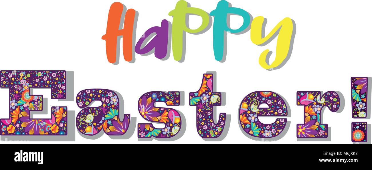 Happy Easter festive vector lettering. Colorful text isolated on white ...
