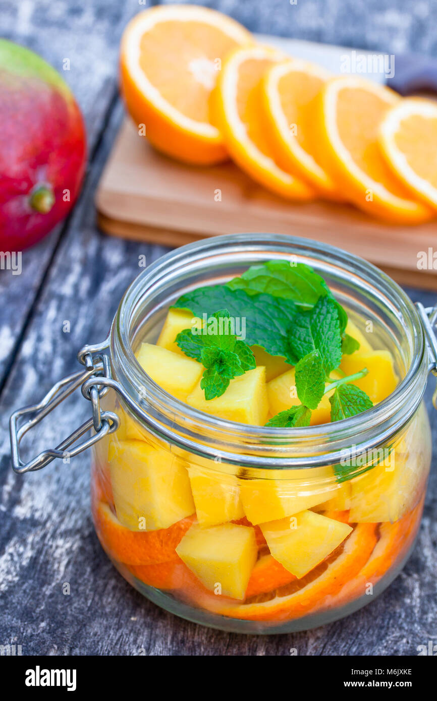 homemade fruit drink with mango Stock Photo - Alamy