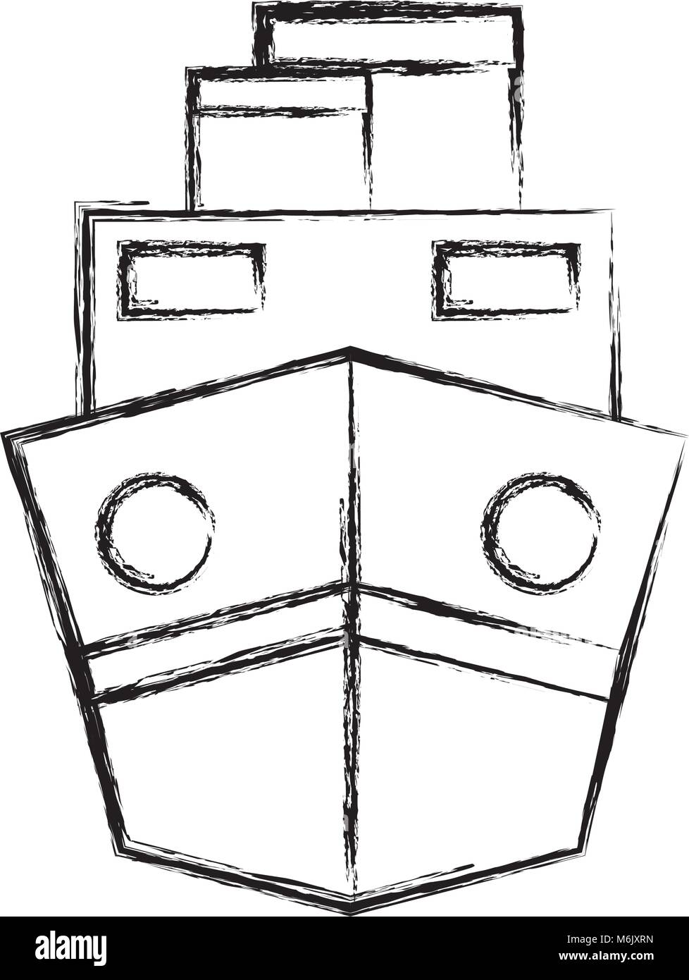 flat line uncolored ship over white background vector illustration ...