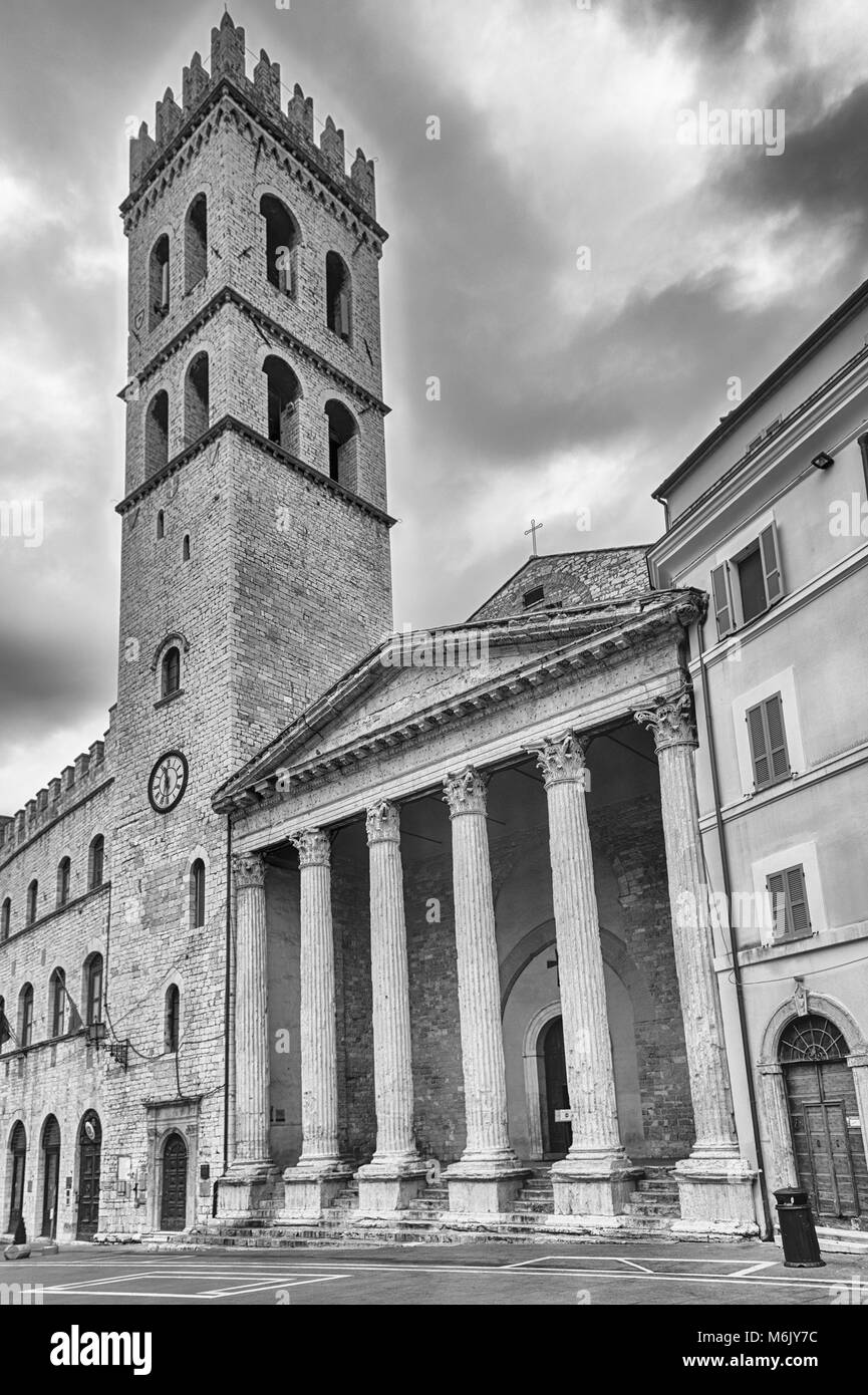 Facade of Temple of Minerva, ancient Roman building and iconic landmark ...