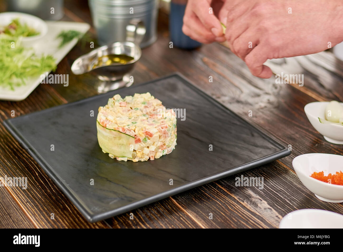 Chef making fresh salad hi-res stock photography and images - Alamy