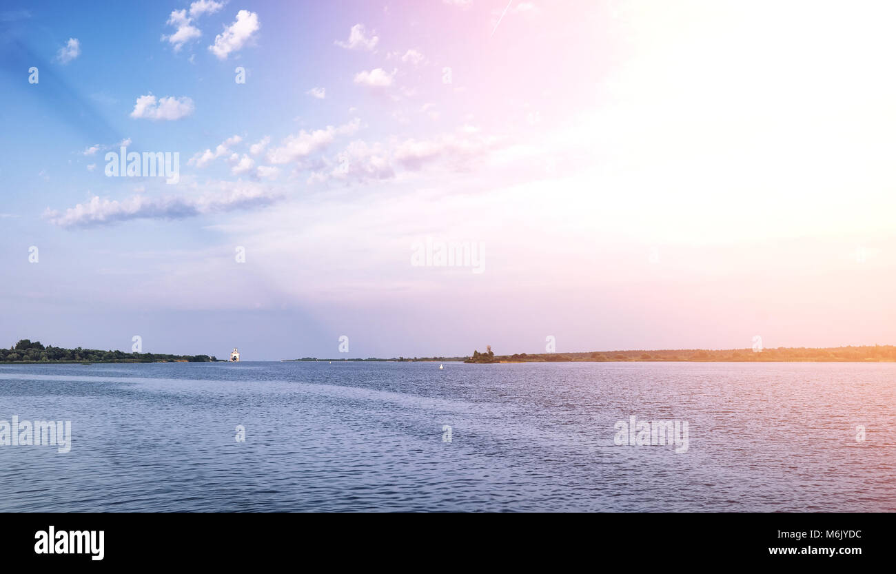 Landscape lake. Texture of water. The lake is at dawn. The mouth Stock ...