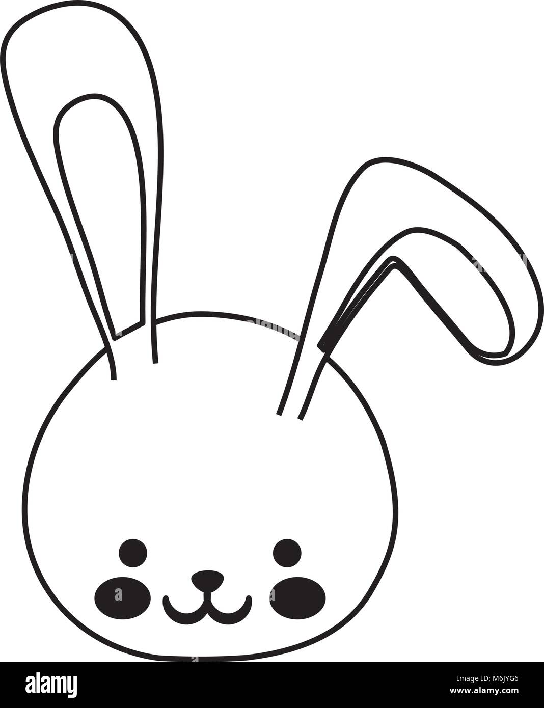 uncolored easter rabbit head over white background vector illustration ...