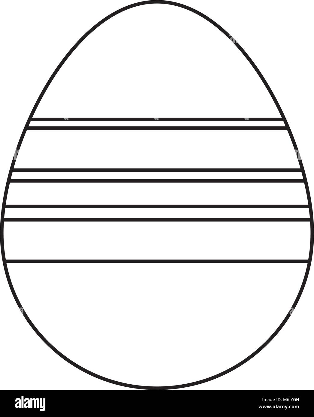 uncolored easter egg with lines over white bacground vector ...