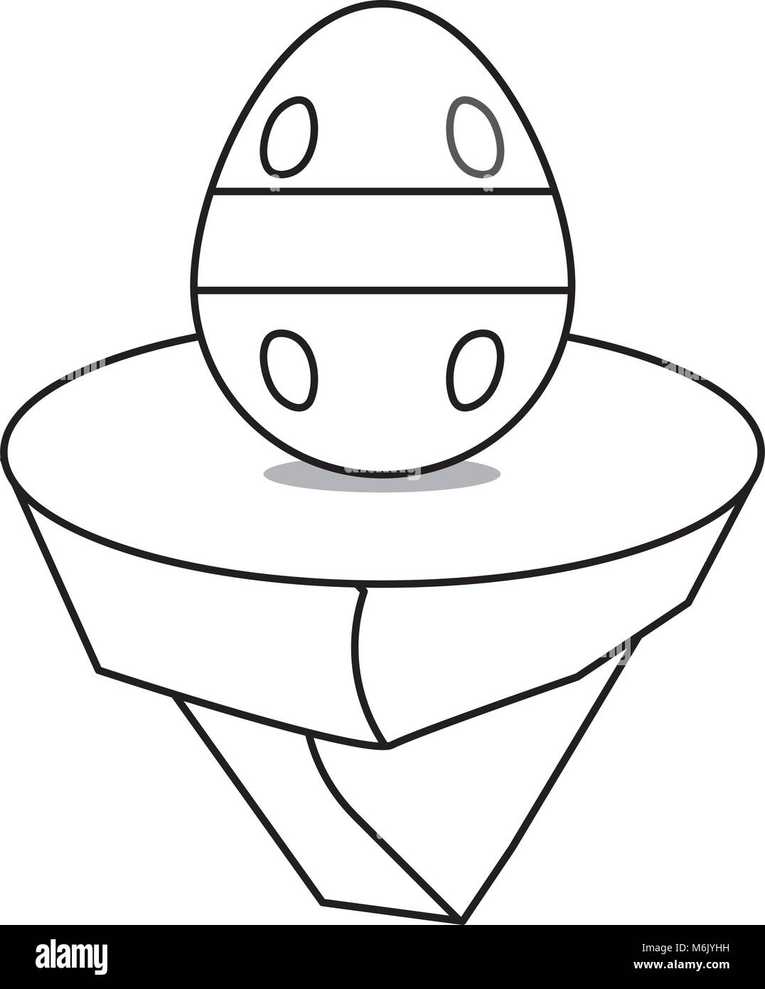 uncolored easter egg with lines and dot on piece land design vector ...