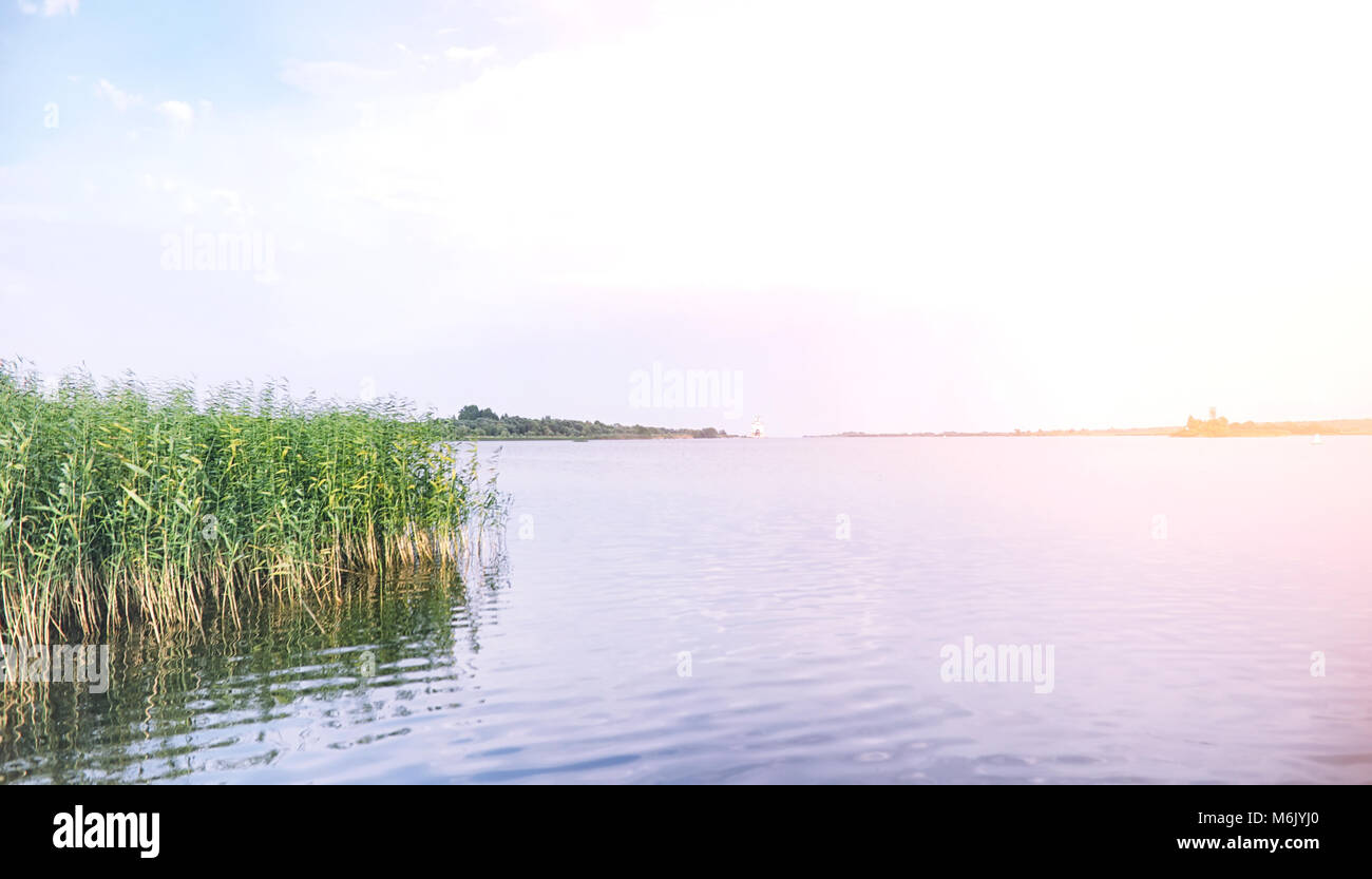 Landscape lake. Texture of water. The lake is at dawn. The mouth Stock ...