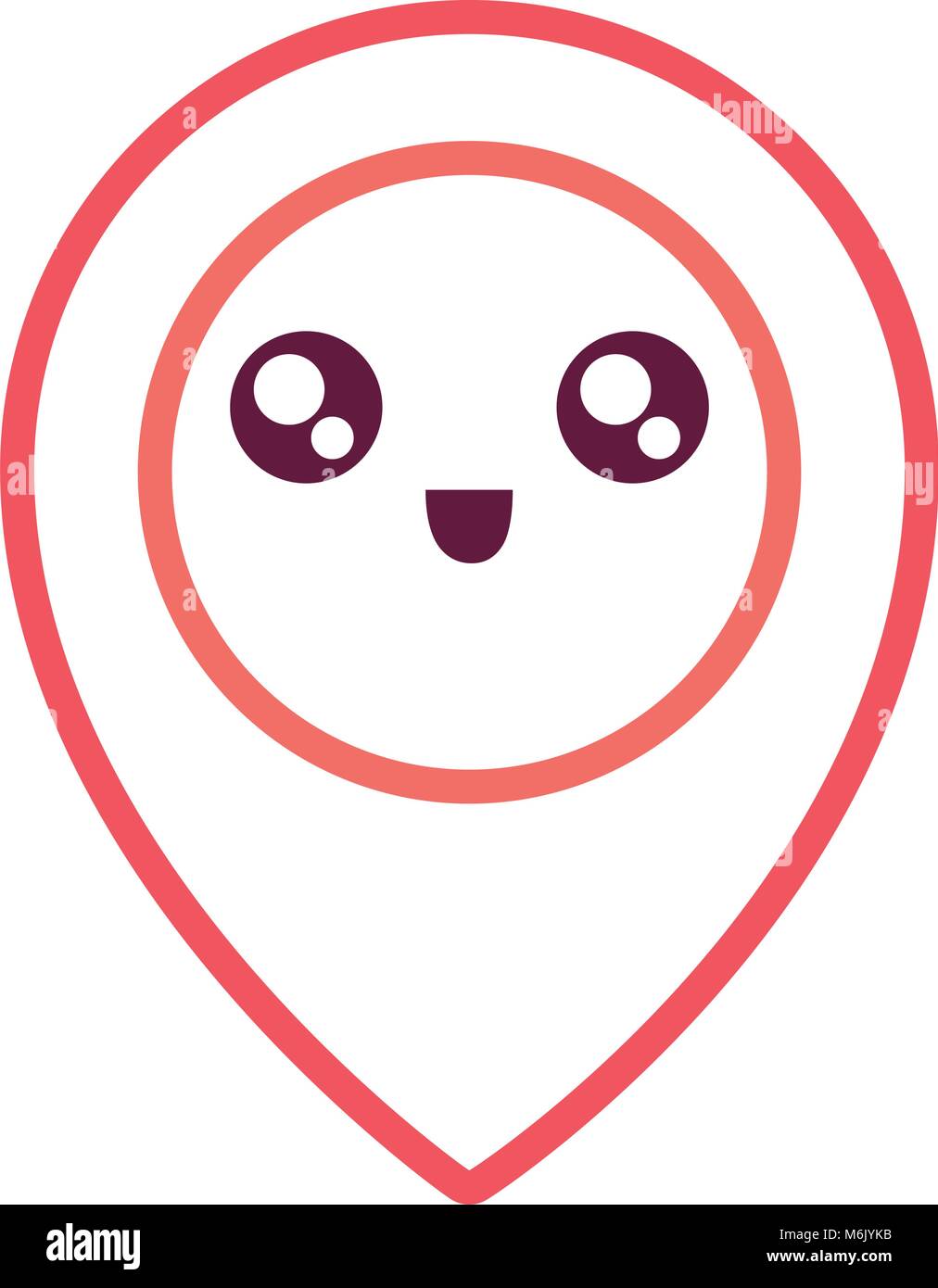 kawaii location pin icon over white background colorful design vector ...