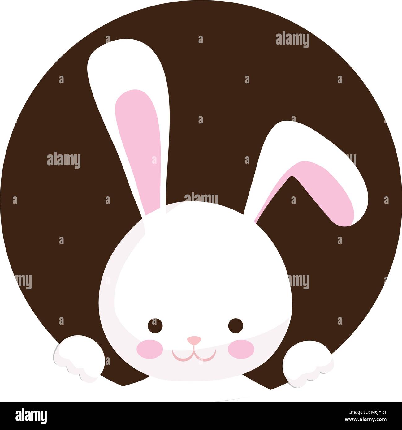 easter rabbit icon over browm circle and white background vector ...