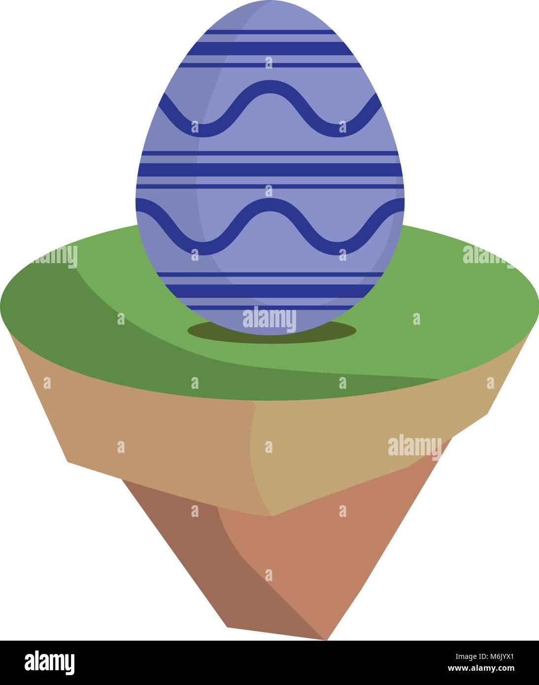 striped easter egg in the grass over white background colorful design ...