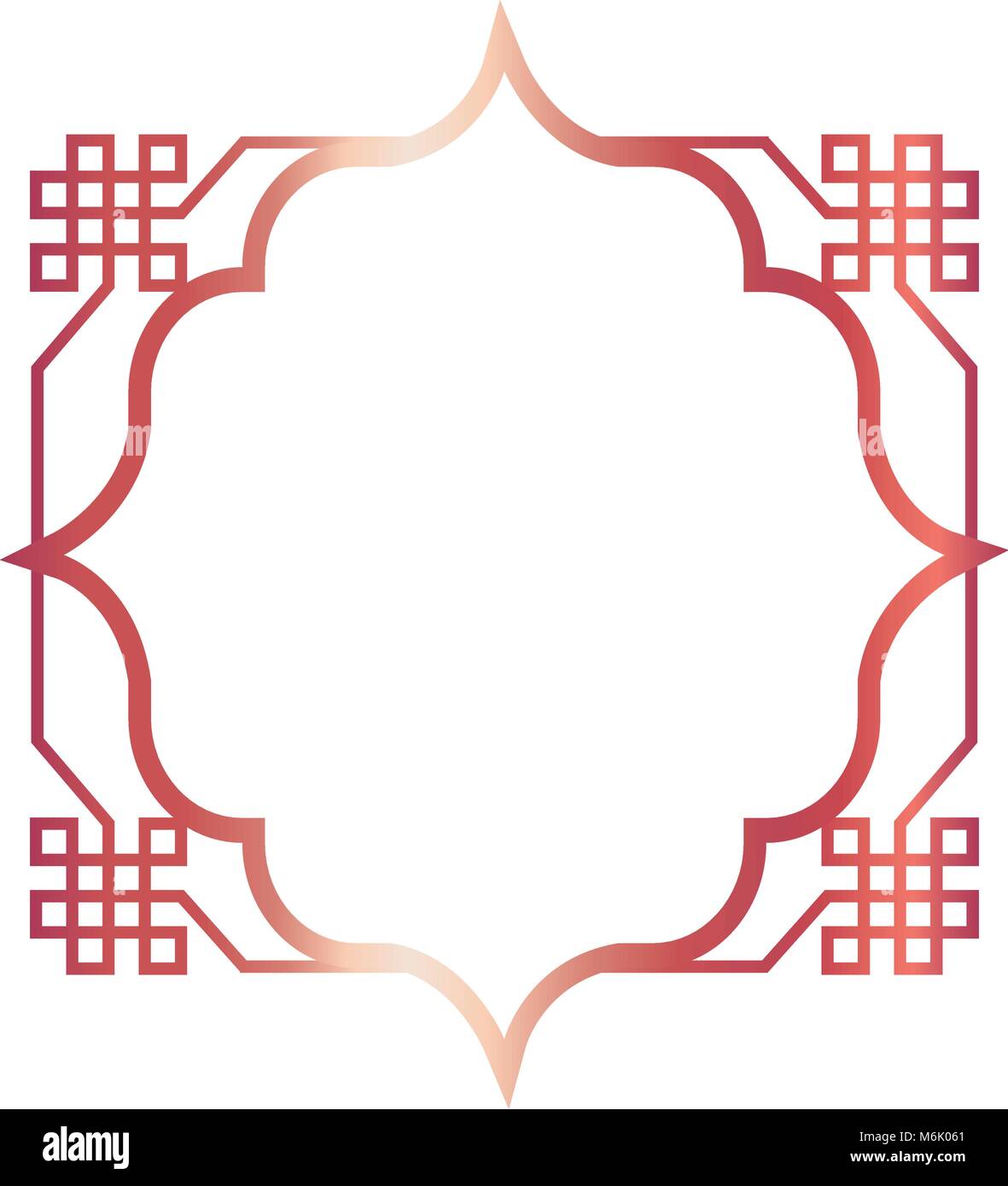 flat line gradient red square frame decorative vector illustration ...