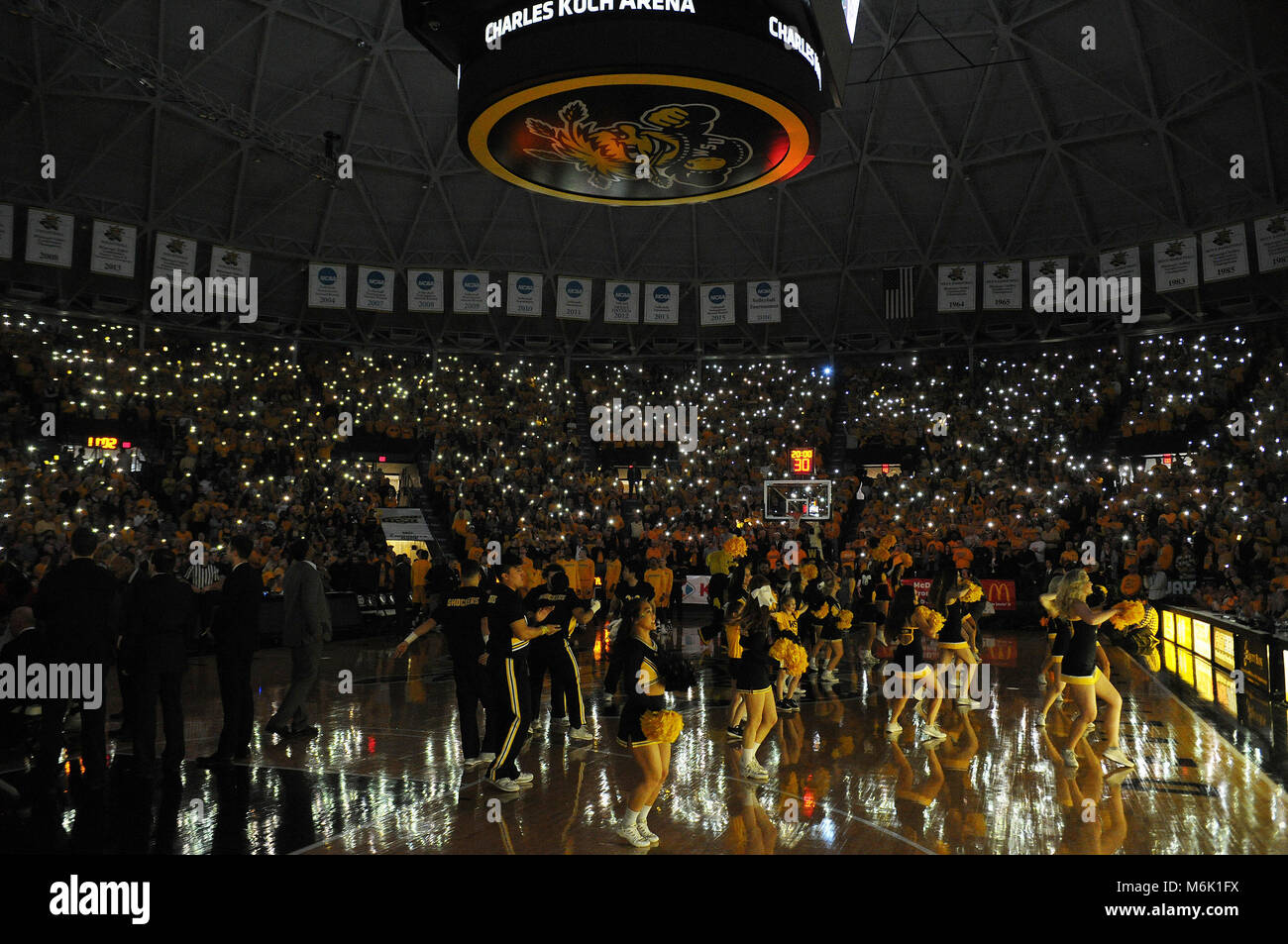 March 04, 2018:Charles Koch Arena before the Shockers players are ...