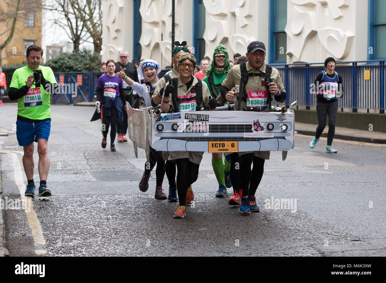 London, UK. 4th March 2018. Fancy dress runners in Wapping as he ...