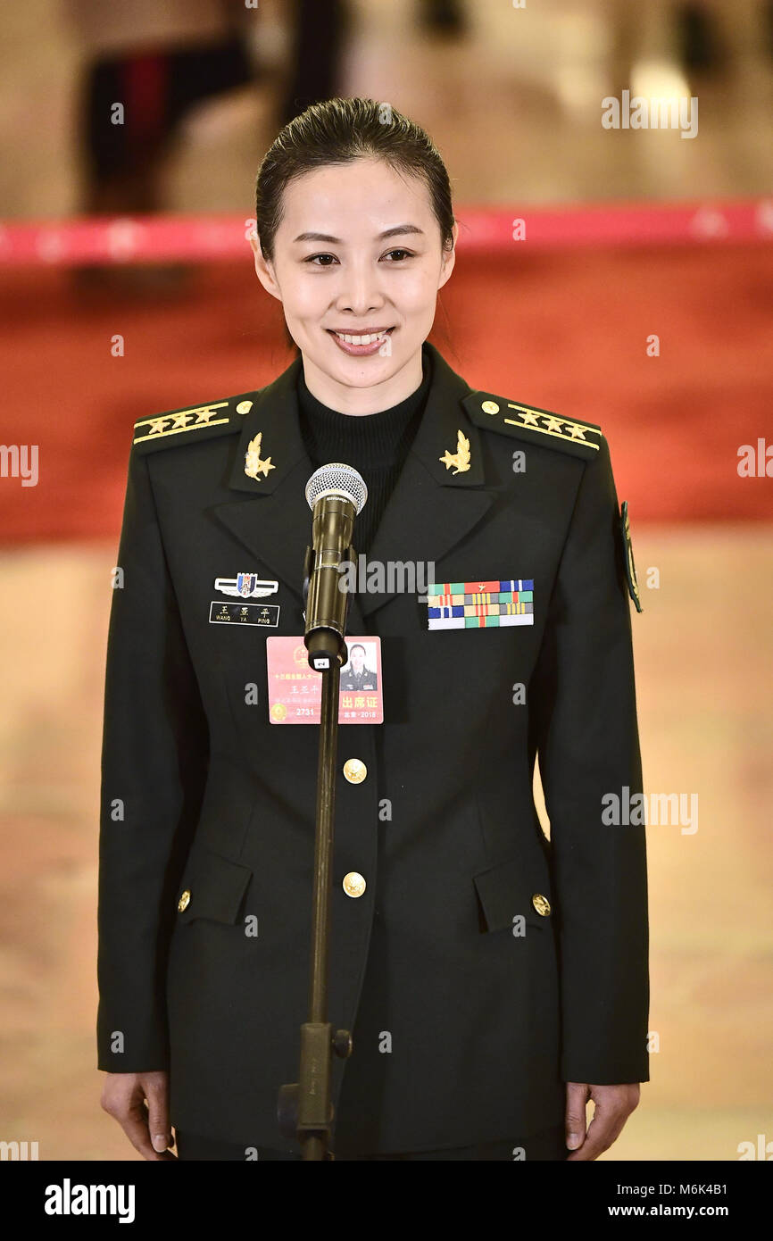 Beijing, China. 5th Mar, 2018. Wang Yaping, a deputy to the 13th ...