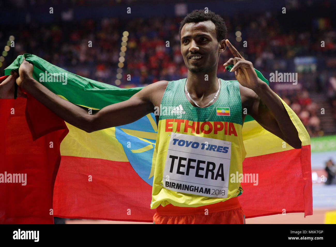 Birmingham. 4th Mar, 2018. Samuel Tefera of Ethiopia celebrates after ...