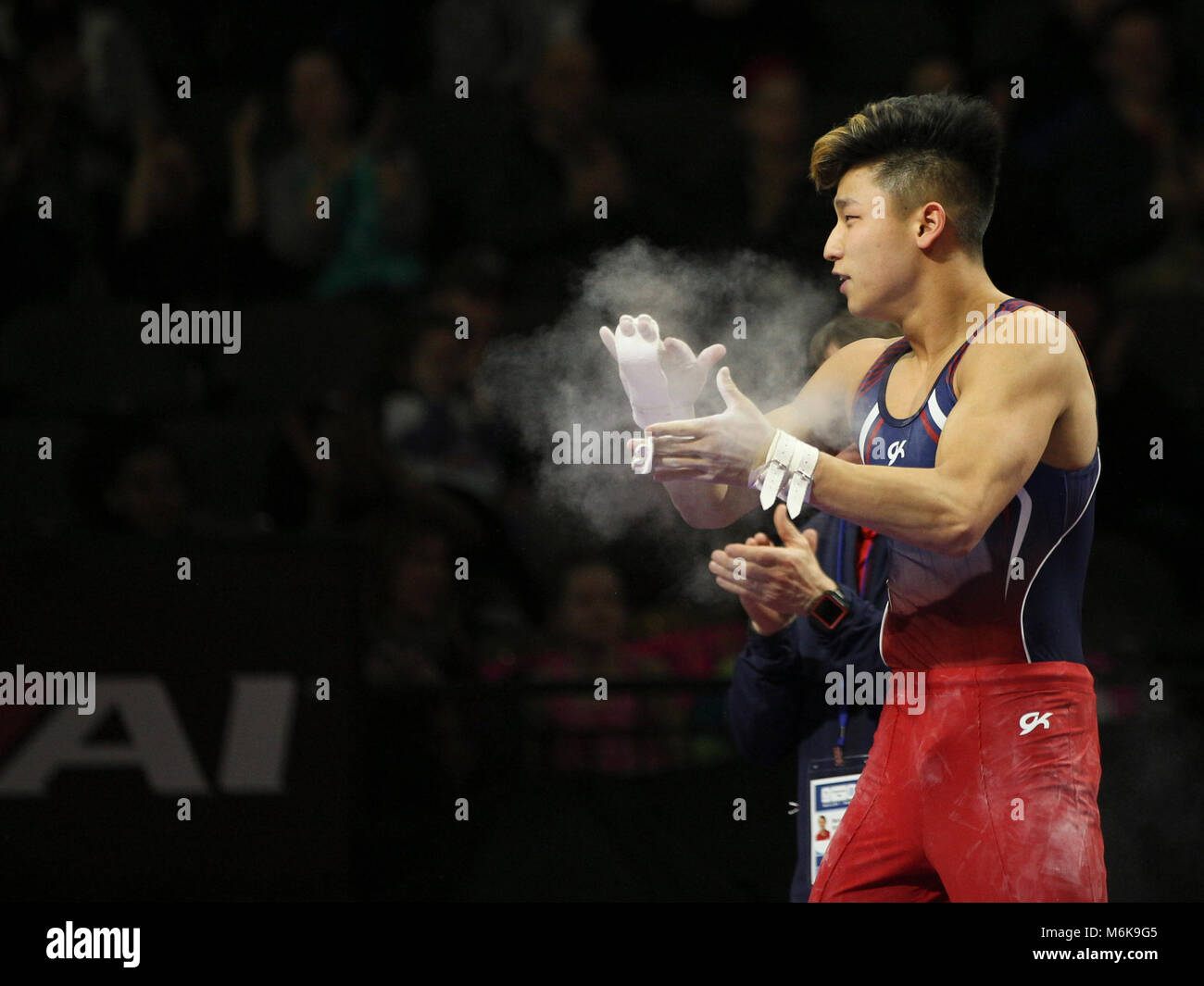 March 3, 2018: Gymnast Yul Moldauer (USA) during the 2018 American Cup ...