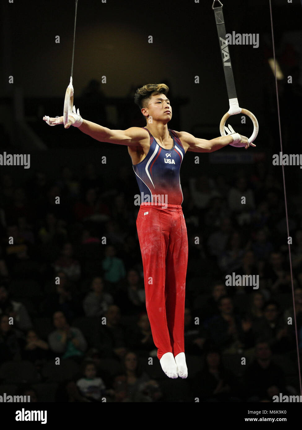 March 3, 2018: Gymnast Yul Moldauer (USA) during the 2018 American Cup ...