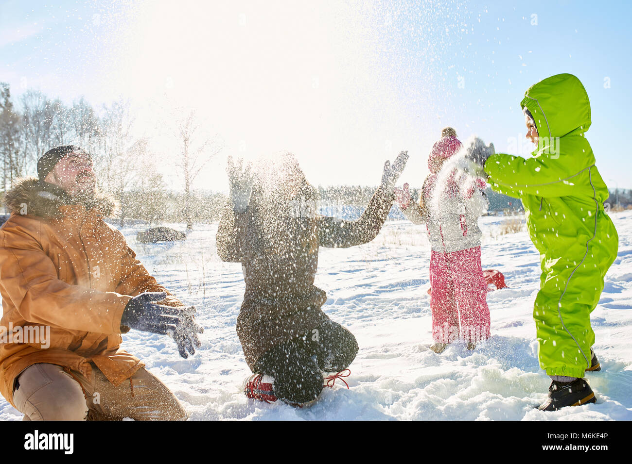 Outdoor winter activity with kids Stock Photo - Alamy