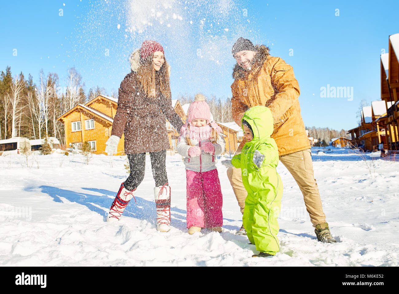 Family winter weekend in countryside Stock Photo - Alamy