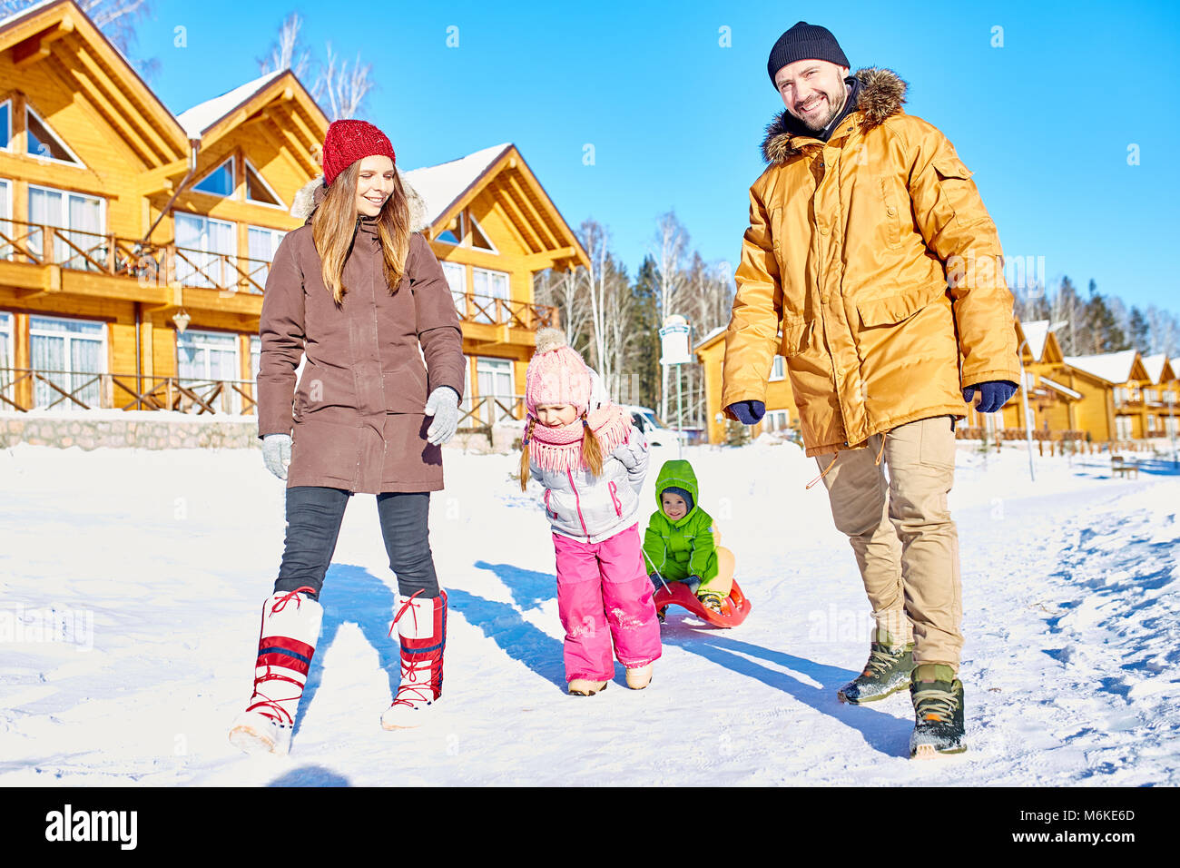 Outdoor winter weekend with family Stock Photo - Alamy
