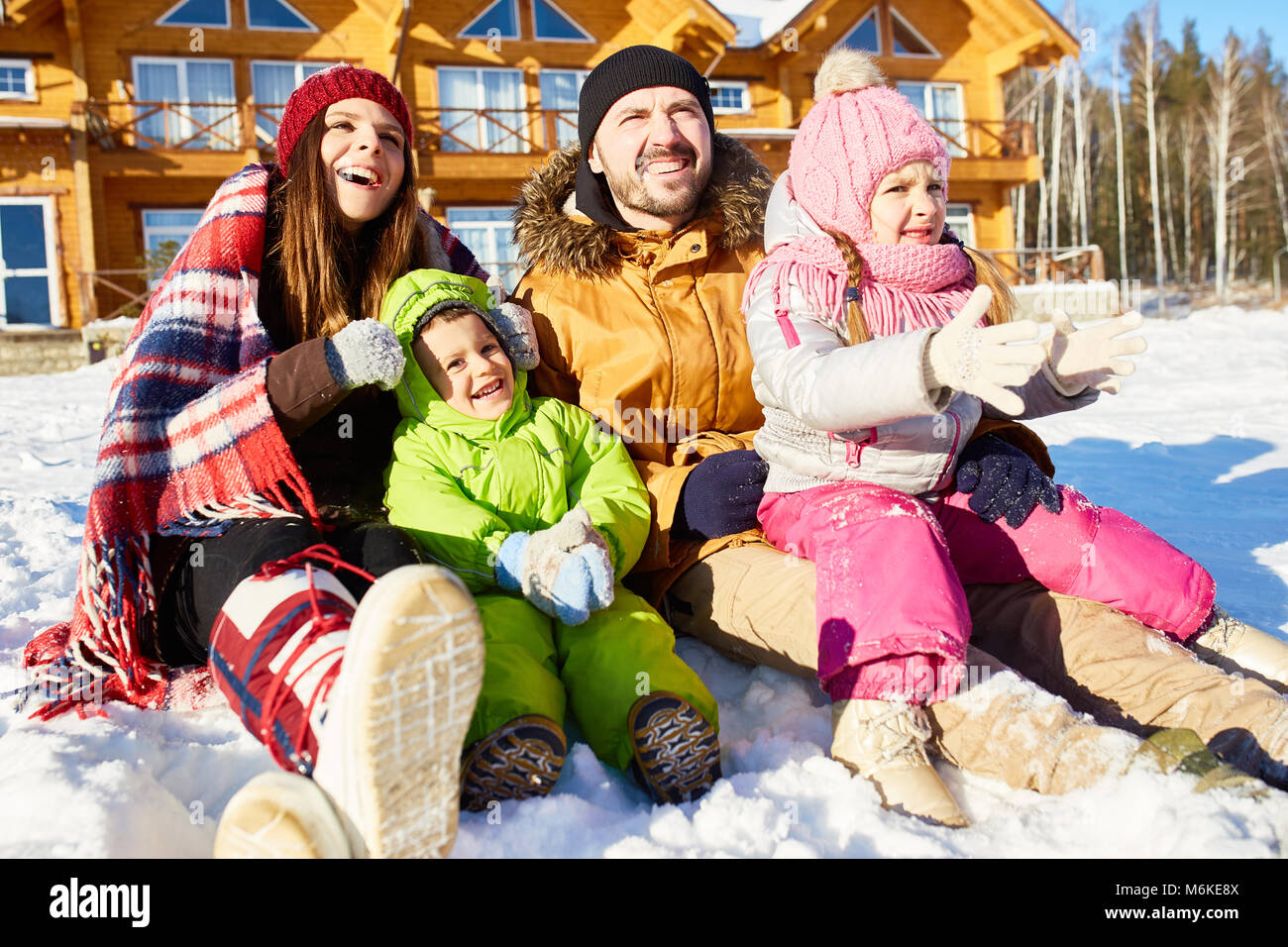 United family on winter weekend Stock Photo - Alamy
