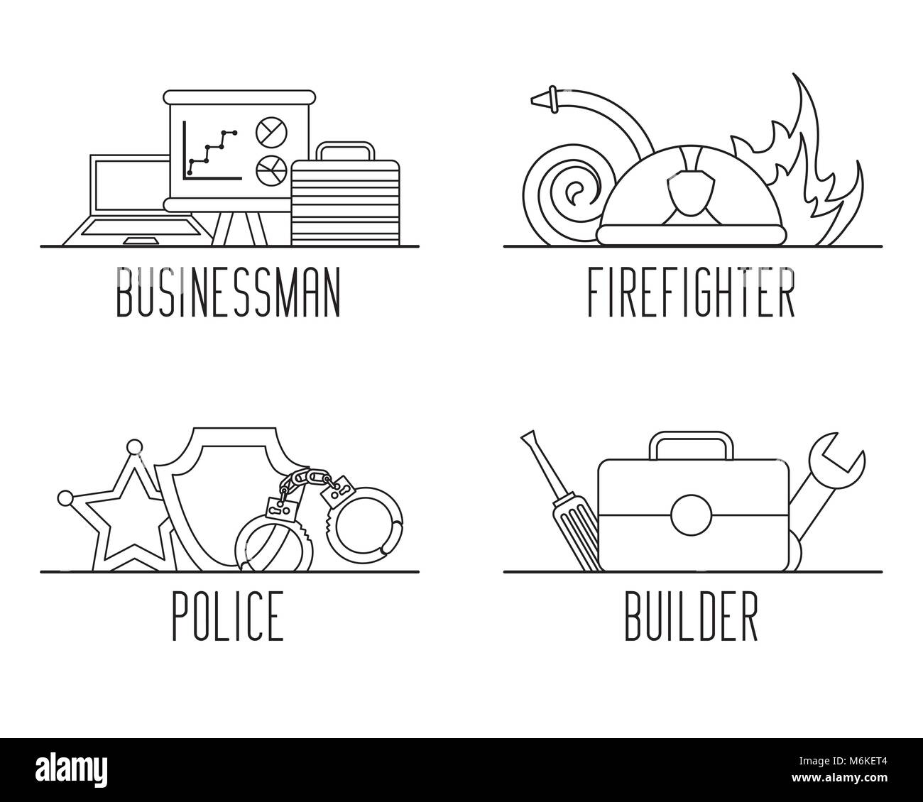 set of differents profession work equipment Stock Vector Image & Art ...