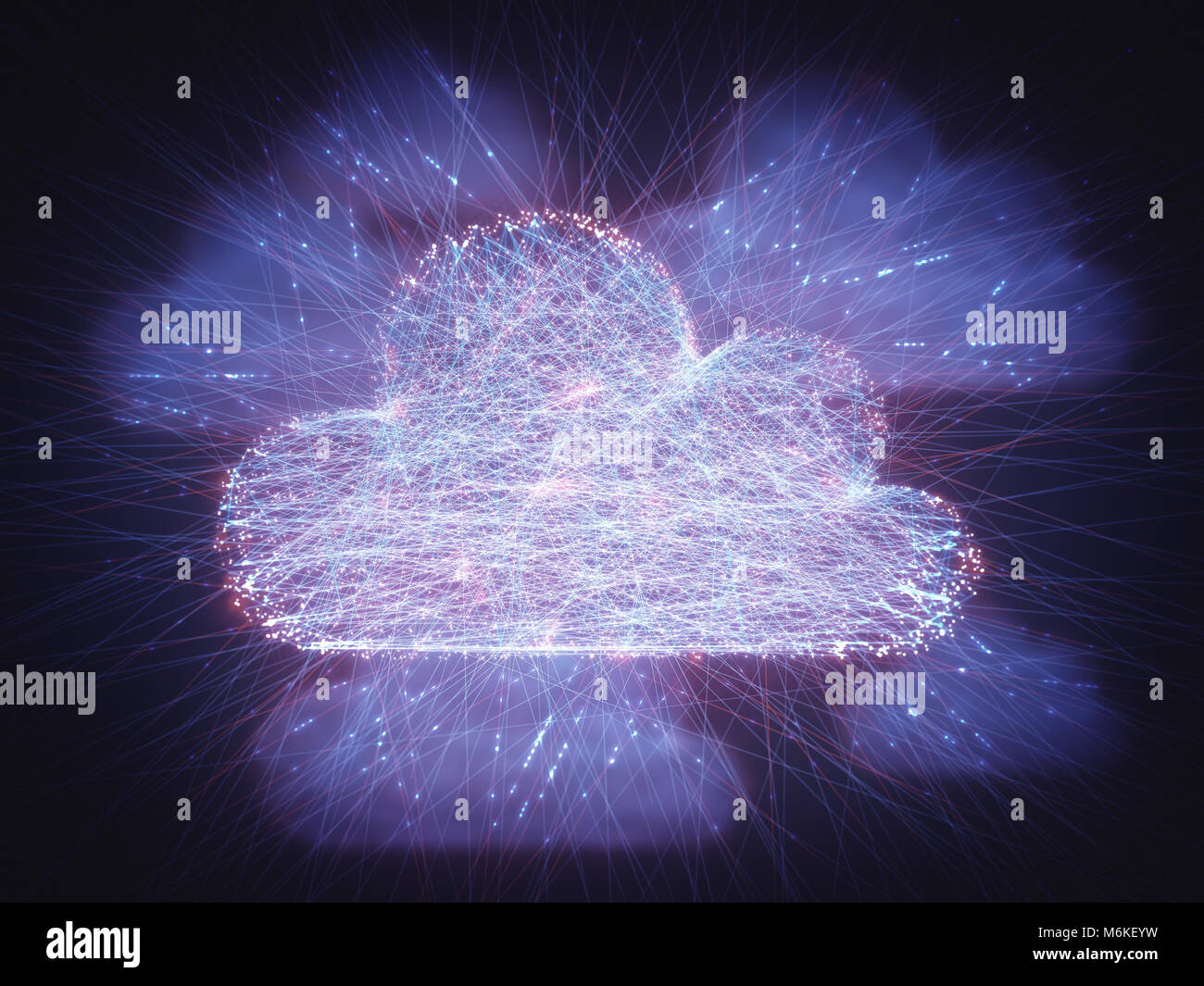 3D illustration. Image concept of cloud computing. Connections between ...