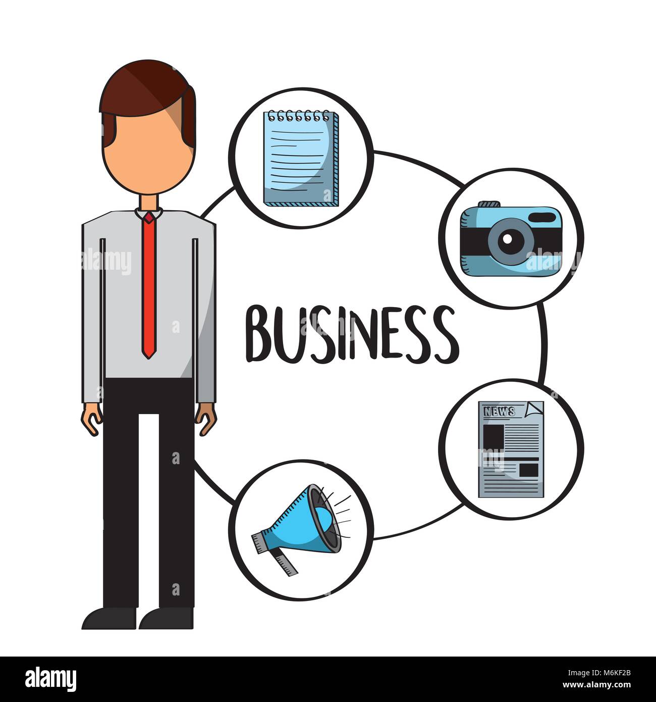 standing businessman character communication items Stock Vector Image ...