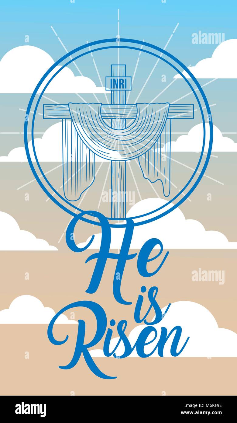sacred cross in heaven religion - he is risen Stock Vector Image & Art ...