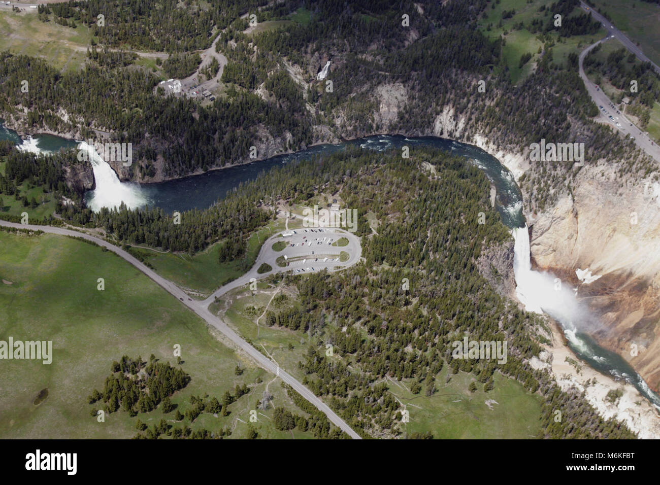 Aerial view of Upper, Lower, and Crystal Falls. Aerial view of Upper ...