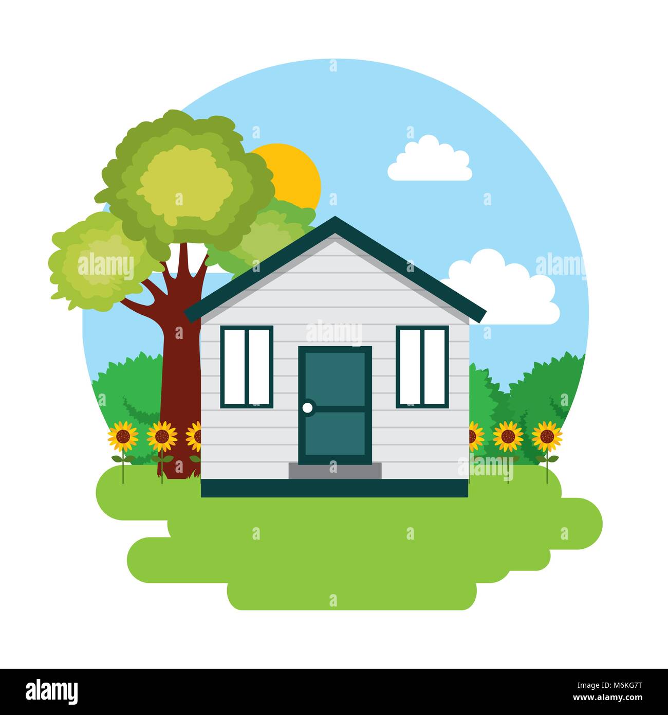 Country manor house garden Stock Vector Images - Alamy