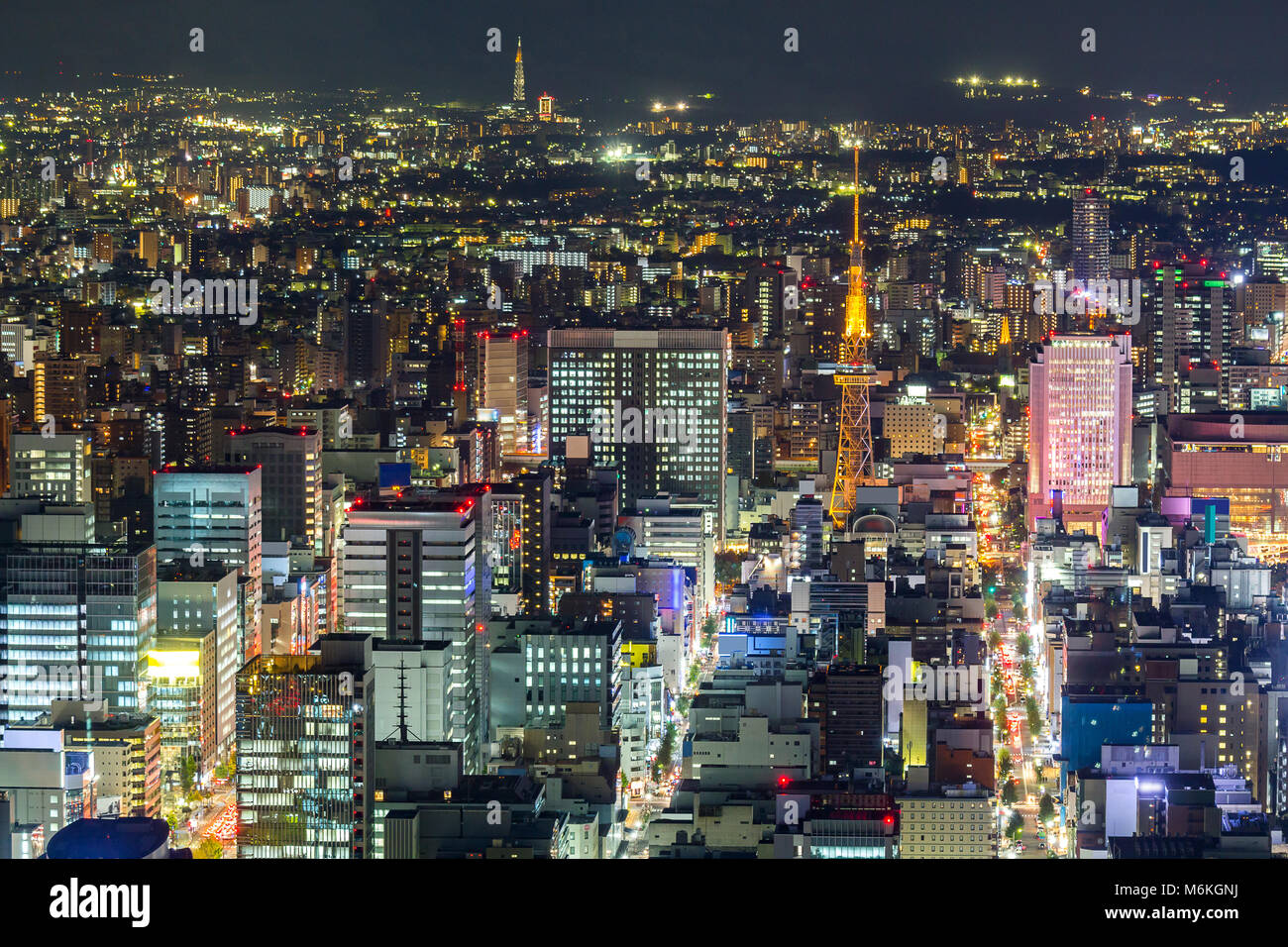 Aerial view of Nagoya night in Japan Stock Photo - Alamy