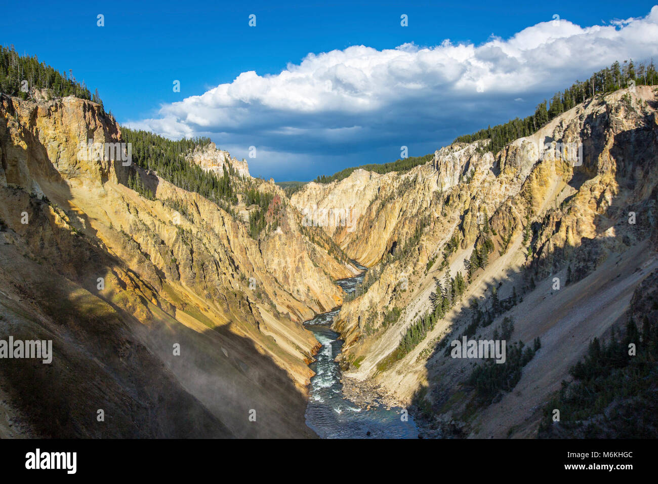The view down canyon from the Brink of Lower Falls. The view down ...