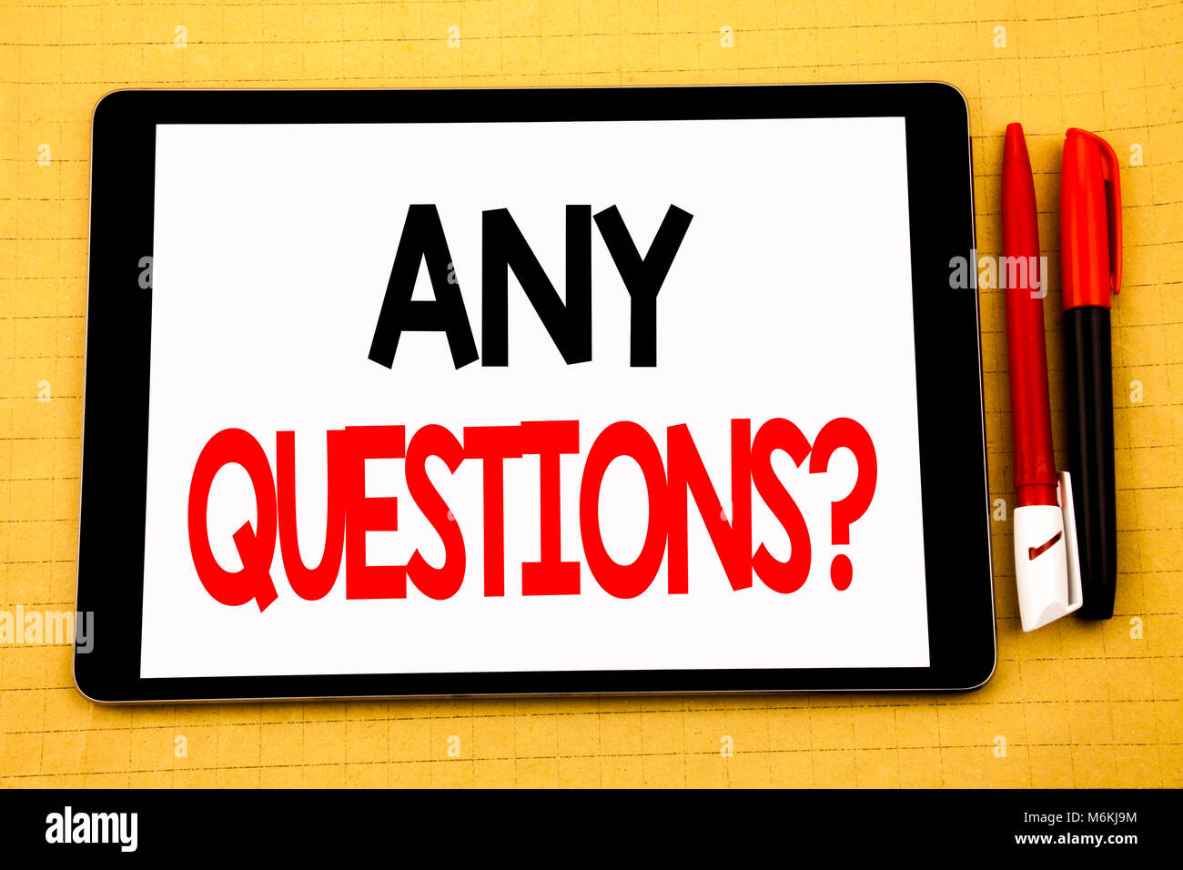 Conceptual handwriting text caption inspiration showing Any Questions ...