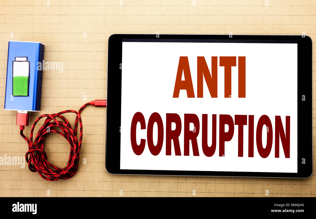Hand writing text caption inspiration showing Anti Corruption. Business ...