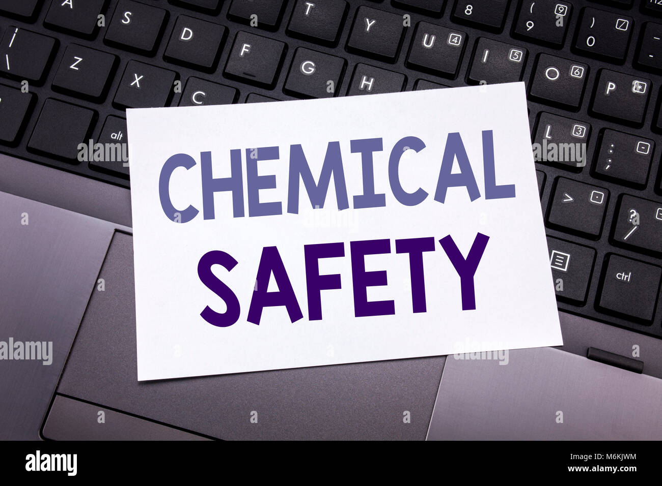 Hand writing text caption inspiration showing Chemical Safety. Business ...