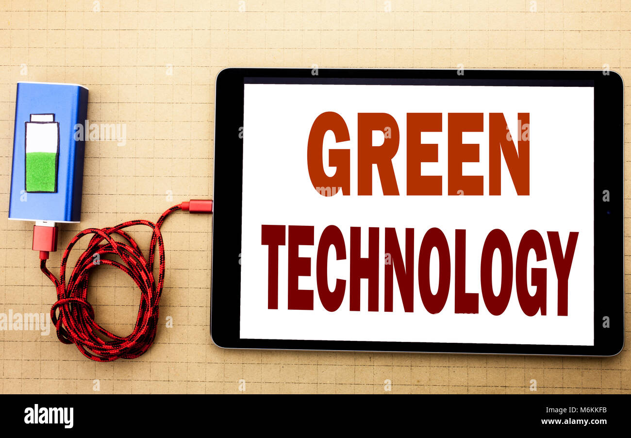 Hand writing text caption inspiration showing Green Technology ...
