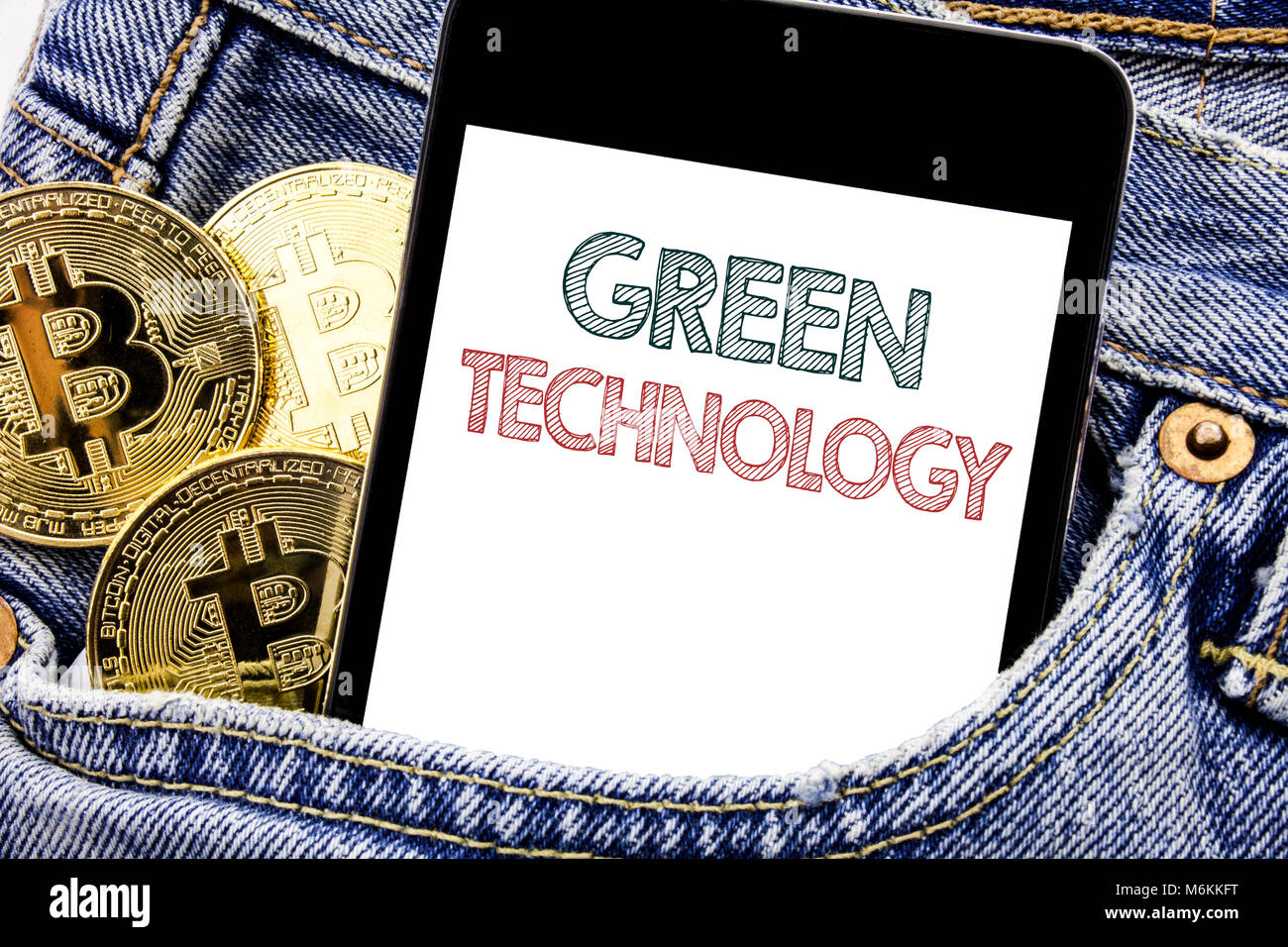 Hand writing text caption inspiration showing Green Technology ...