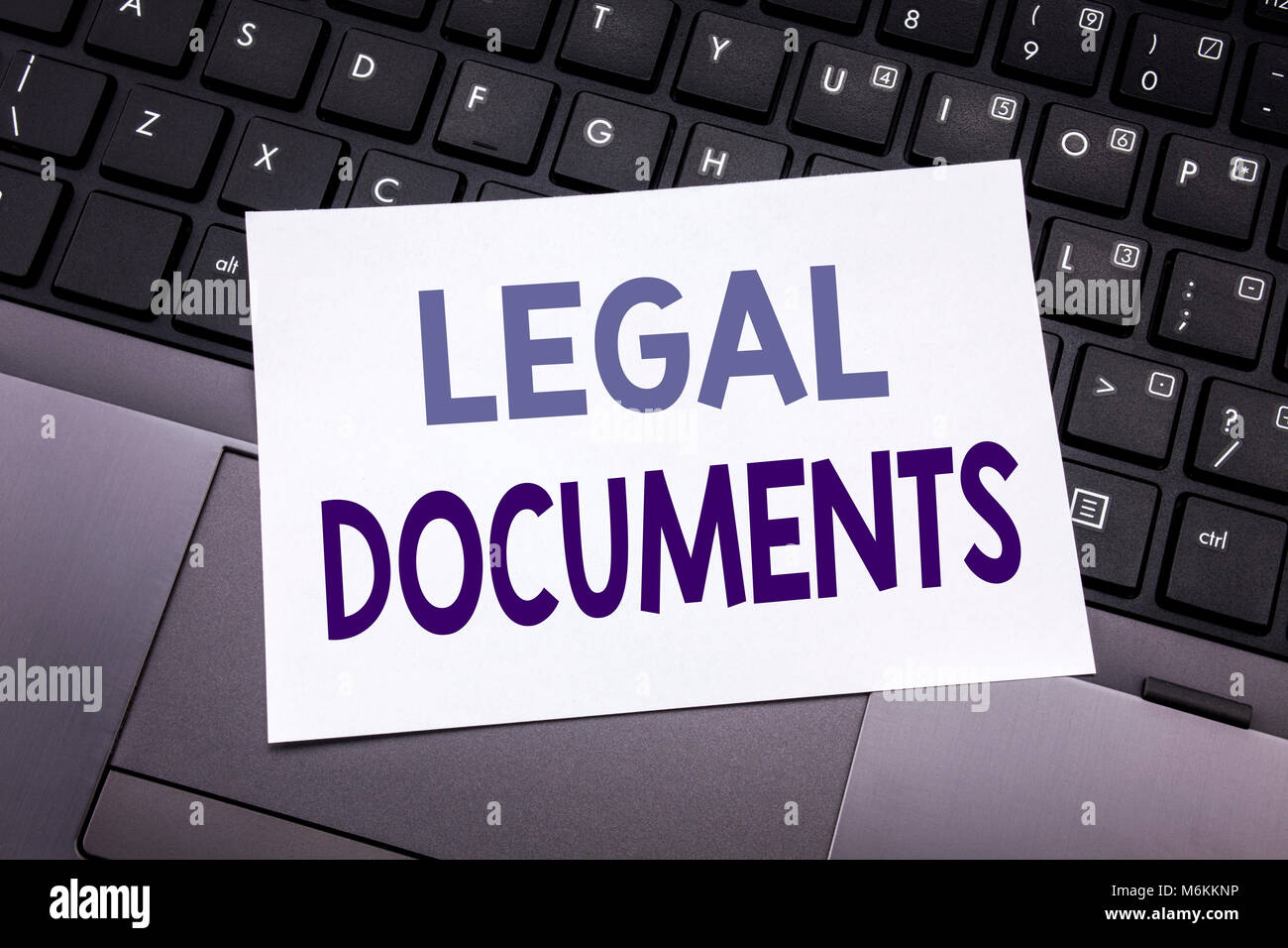 Hand writing text caption inspiration showing Legal Documents. Business ...