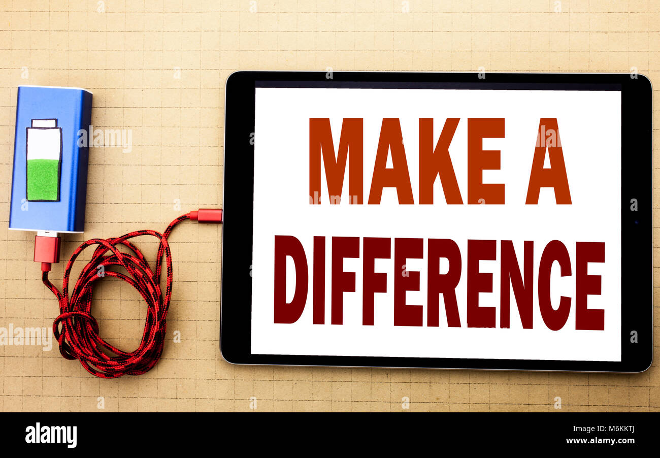 Hand writing text caption inspiration showing Make A Difference ...