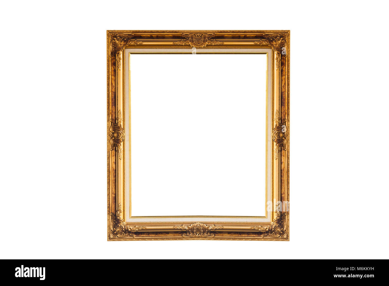 vintage color golden picture frame on white background Stock Photo - Alamy