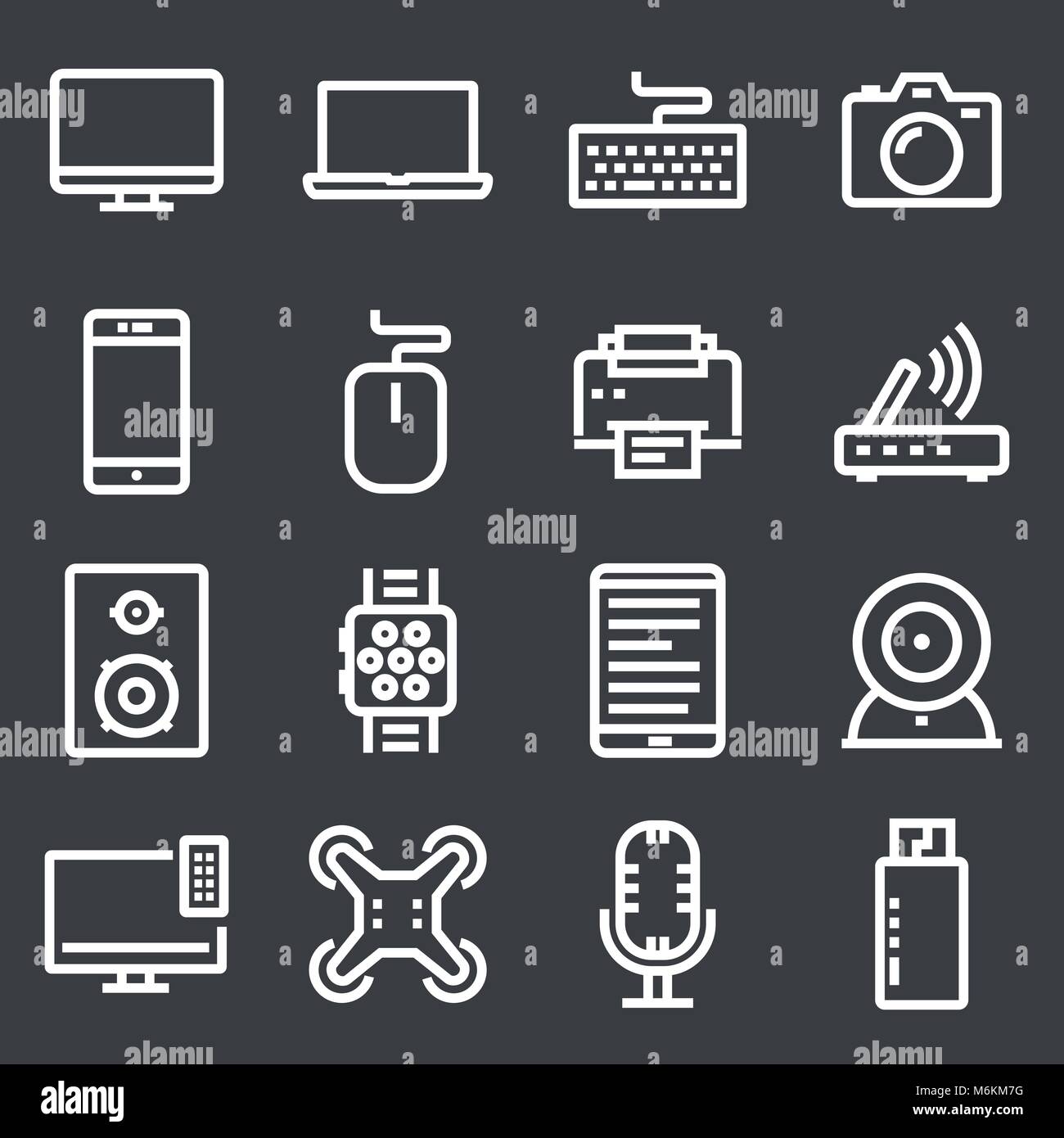 Vector Illustration Of 16 Device Icons. Editable Pack Of Cursor ...