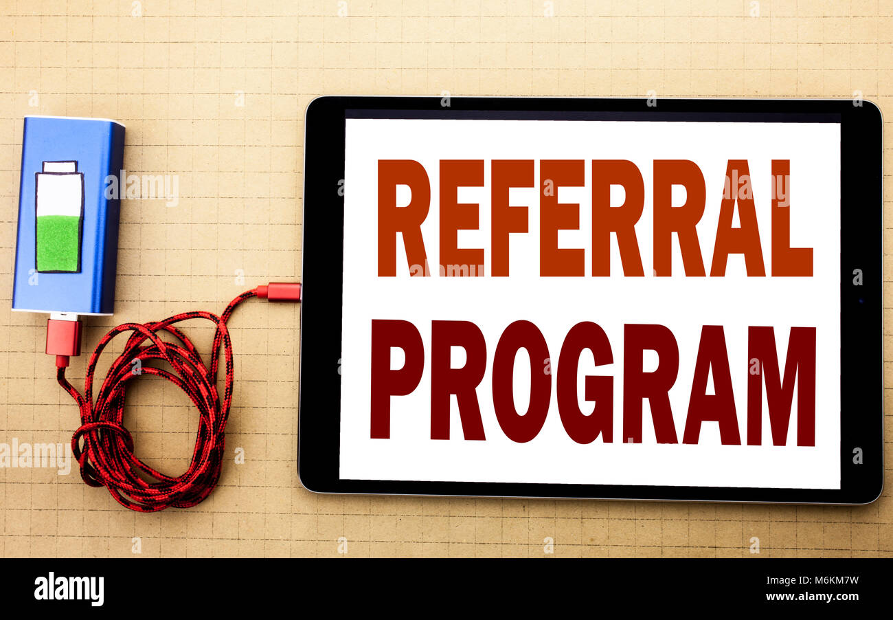 Hand writing text caption inspiration showing Referral Program ...