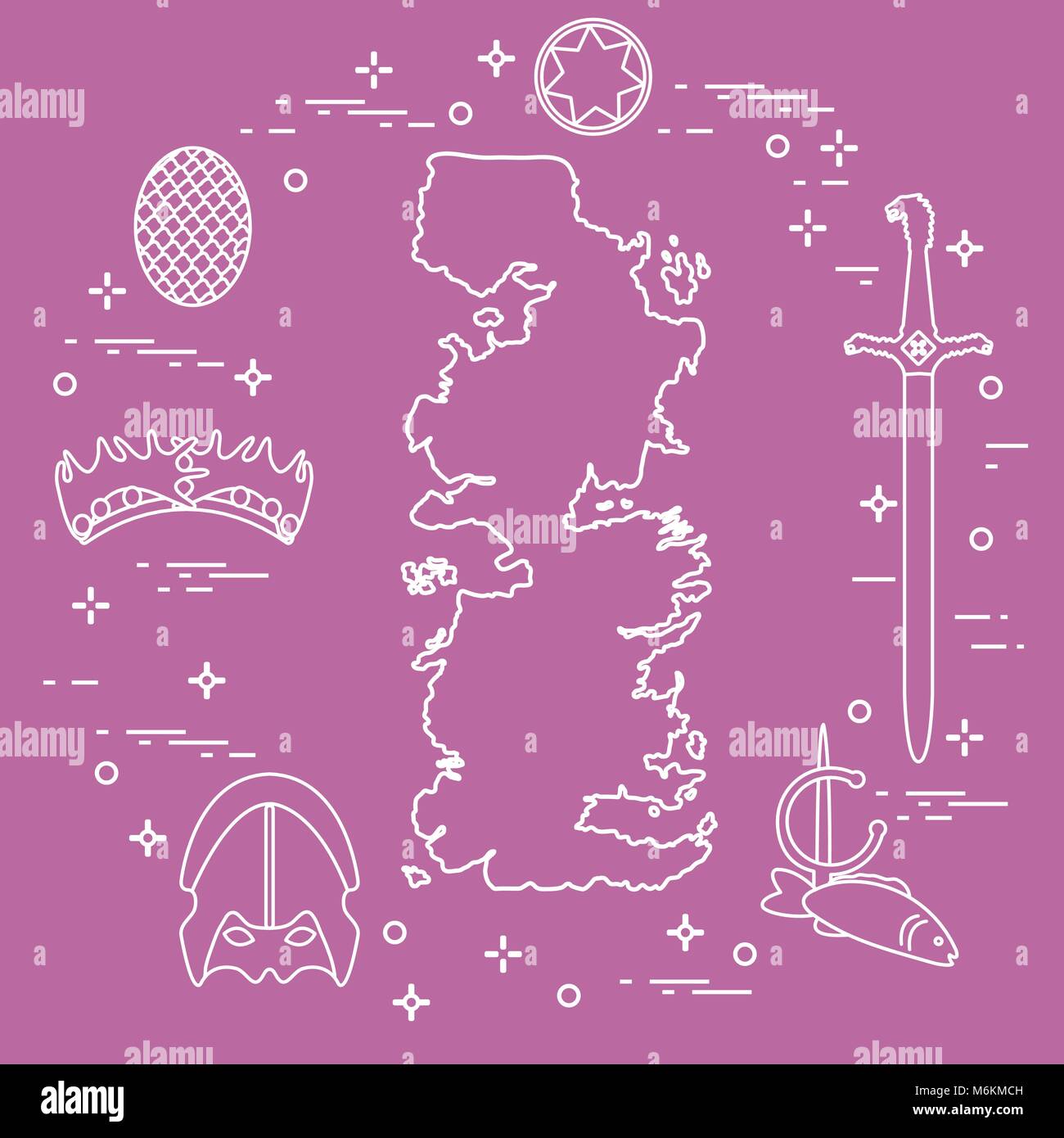 Symbols of the popular fantasy television series. Art and cinema theme ...