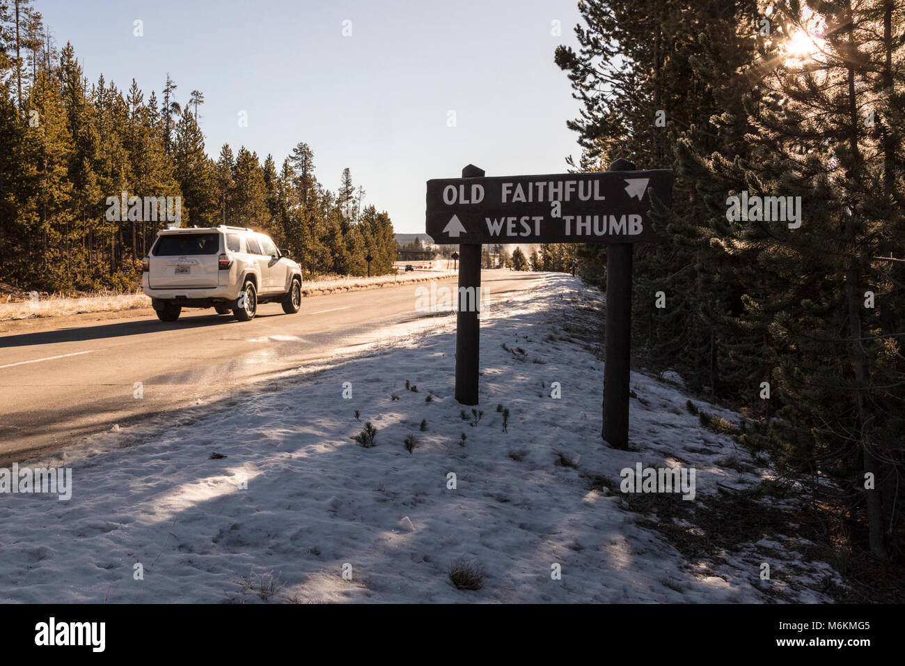 Old Faithful southbound sign Stock Photo - Alamy