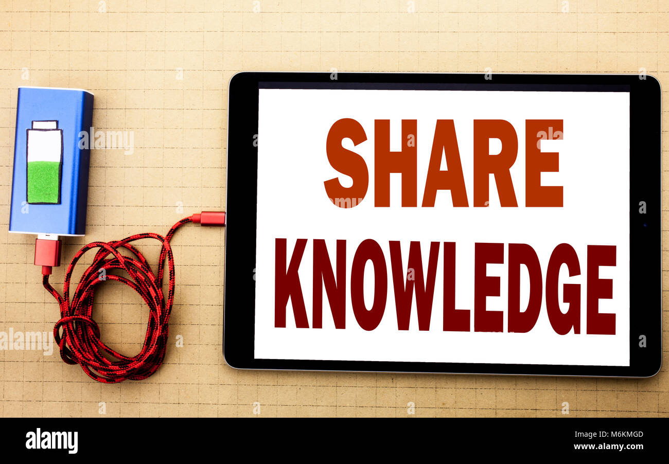 Hand writing text caption inspiration showing Share Knowledge. Business ...
