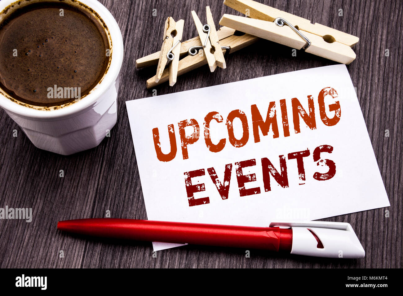 Hand writing text caption inspiration showing Upcoming Events. Business ...