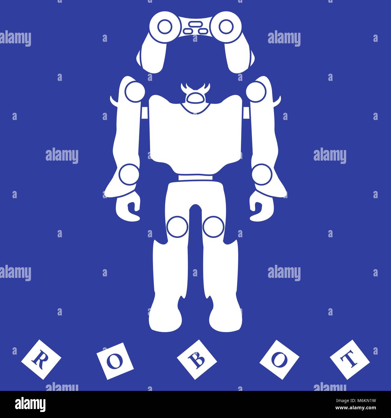 Toys for children: robot, remote control, cubes. Design for banner ...