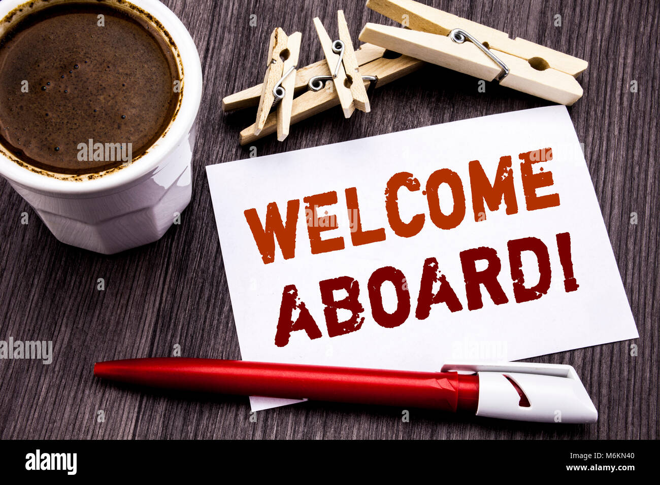 Hand writing text caption inspiration showing Welcome Aboard. Business ...